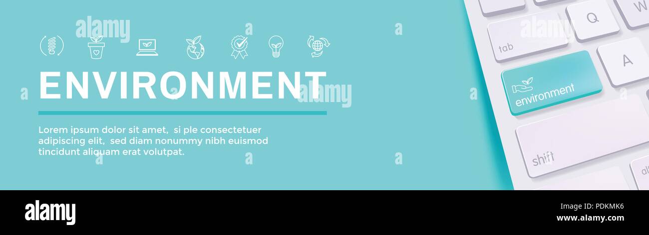 Environmental issues header web banner w recycling, etc icon set Stock ...