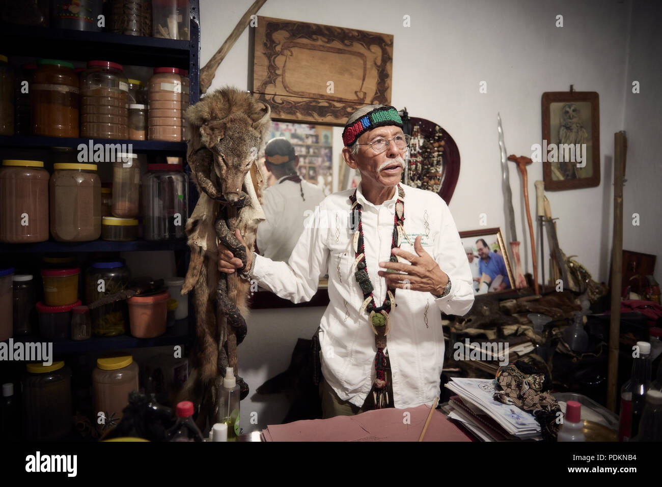Black magic Brujos or witch doctors, in Catemaco, Veracruz. Surrounded ...