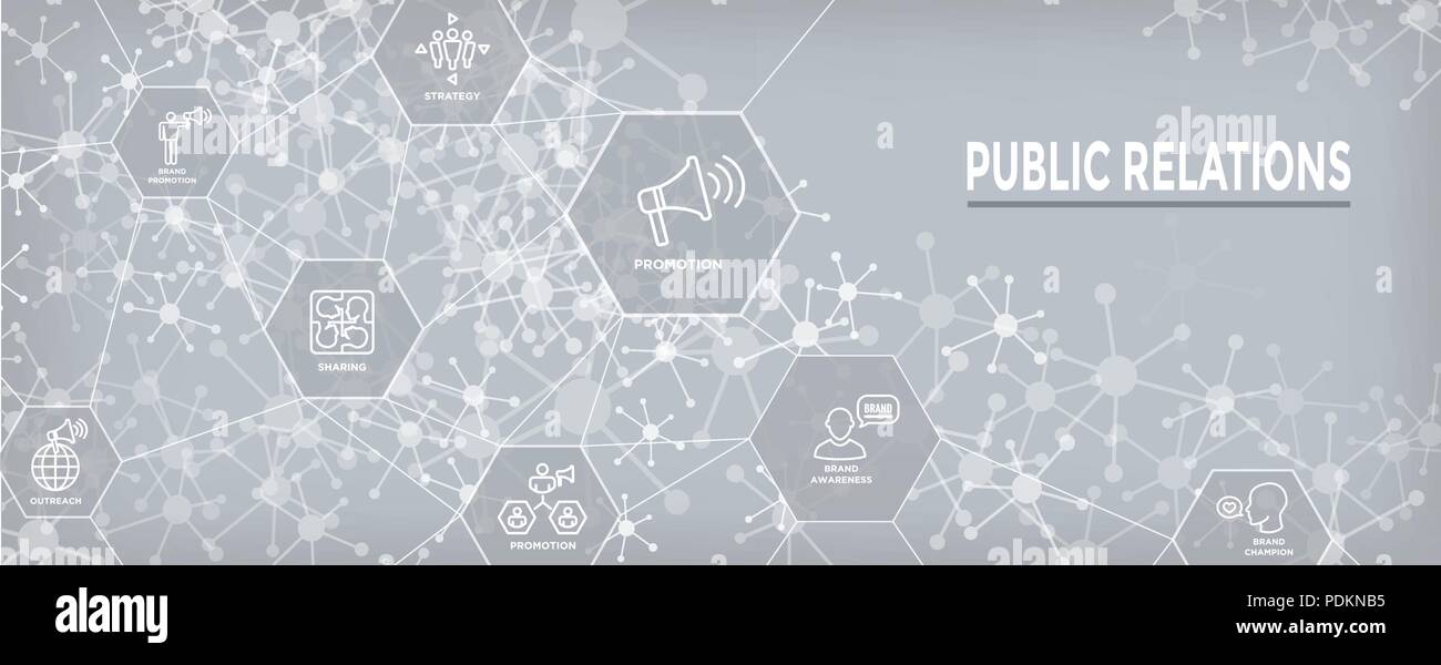 Public Relations Web Header Banner and Icon Set w brand awareness ...