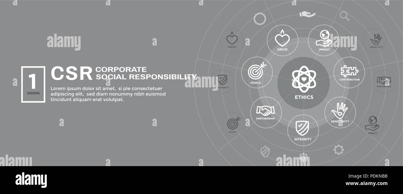 CSR-Social Responsibility Web Banner Icon Set & Web Header Banner w ...