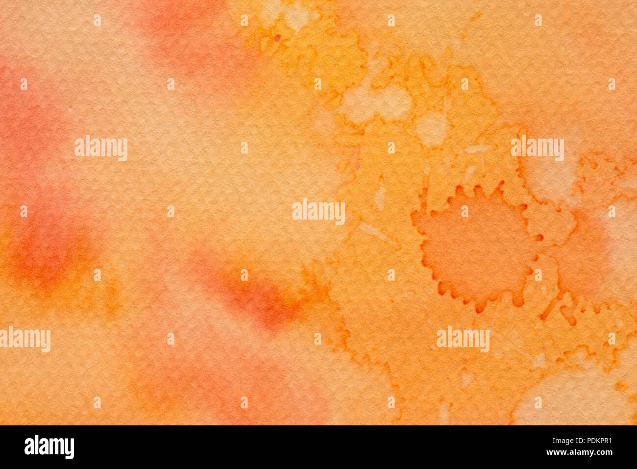 orange color watercolor ink painted on paper background texture Stock ...