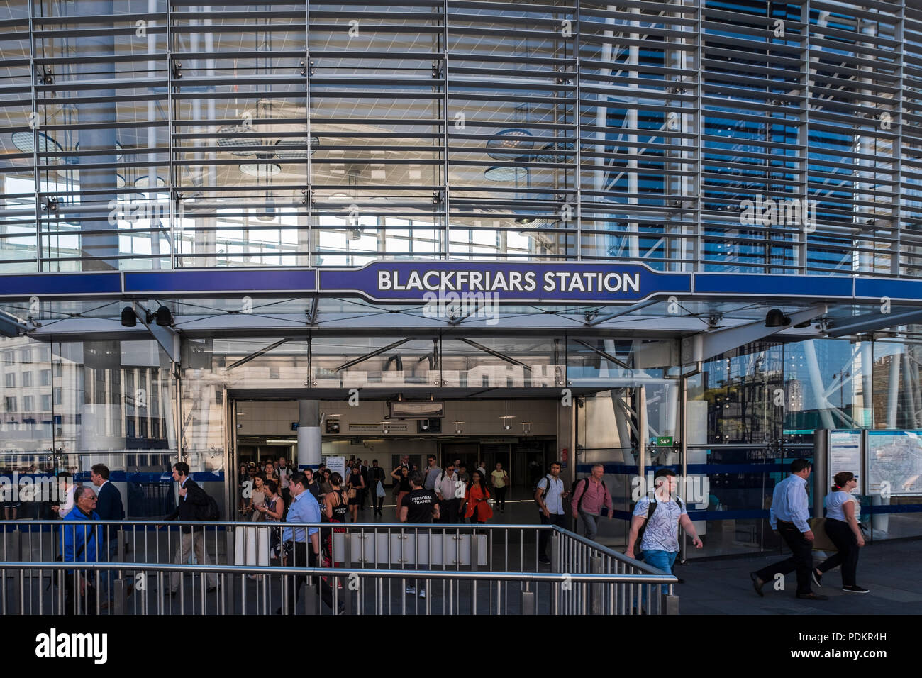 Commuters exiting Blackfriars stations, London, England, U.K Stock ...