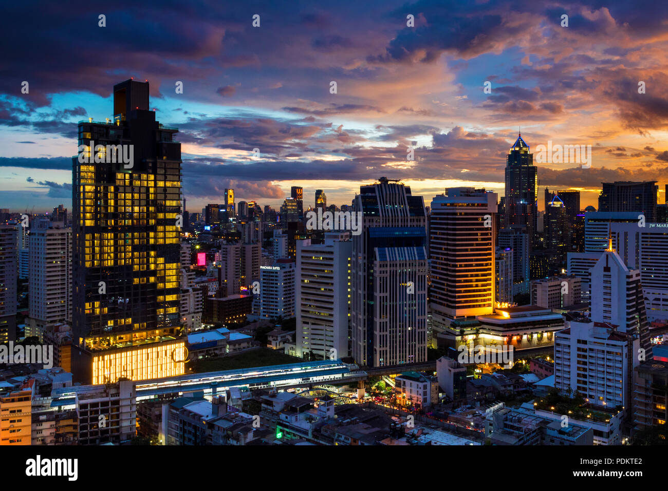 Bangkok city centre skyline at sunset, Thailand Stock Photo - Alamy