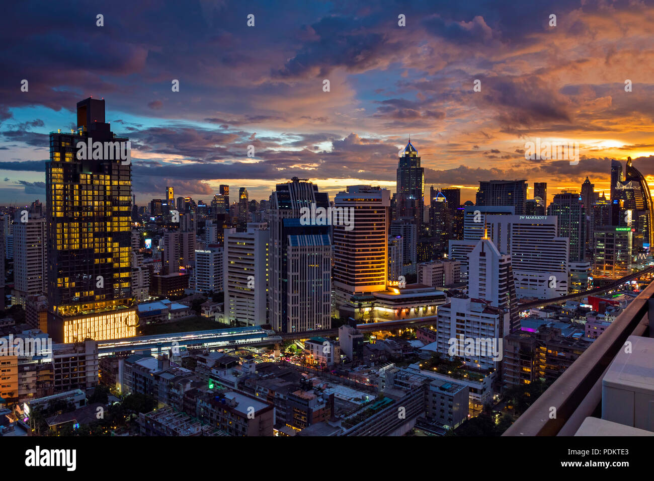 Bangkok city centre skyline at sunset, Thailand Stock Photo - Alamy