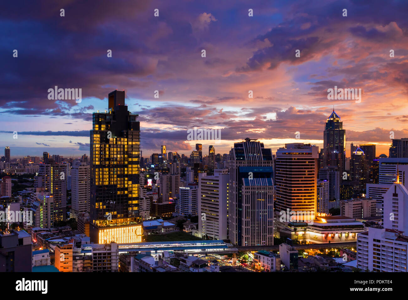 Bangkok city centre skyline at sunset, Thailand Stock Photo - Alamy