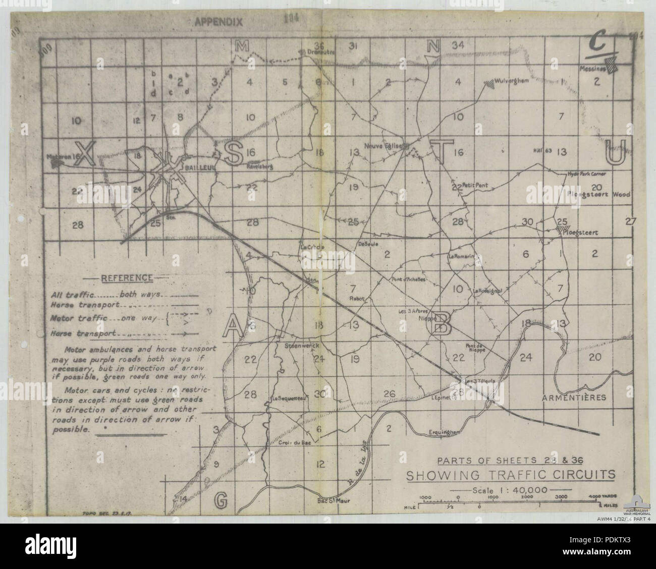 22 Battle of Messines - II ANZAC Corps traffic circuit map Stock Photo ...