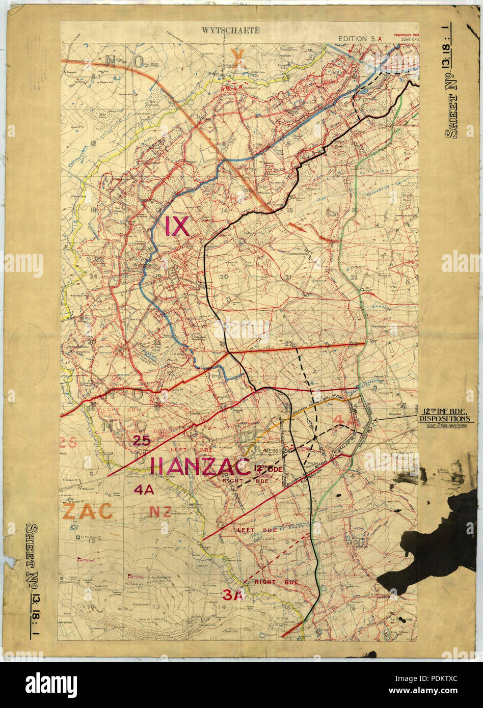 22 Battle of Messines - planning map Stock Photo - Alamy