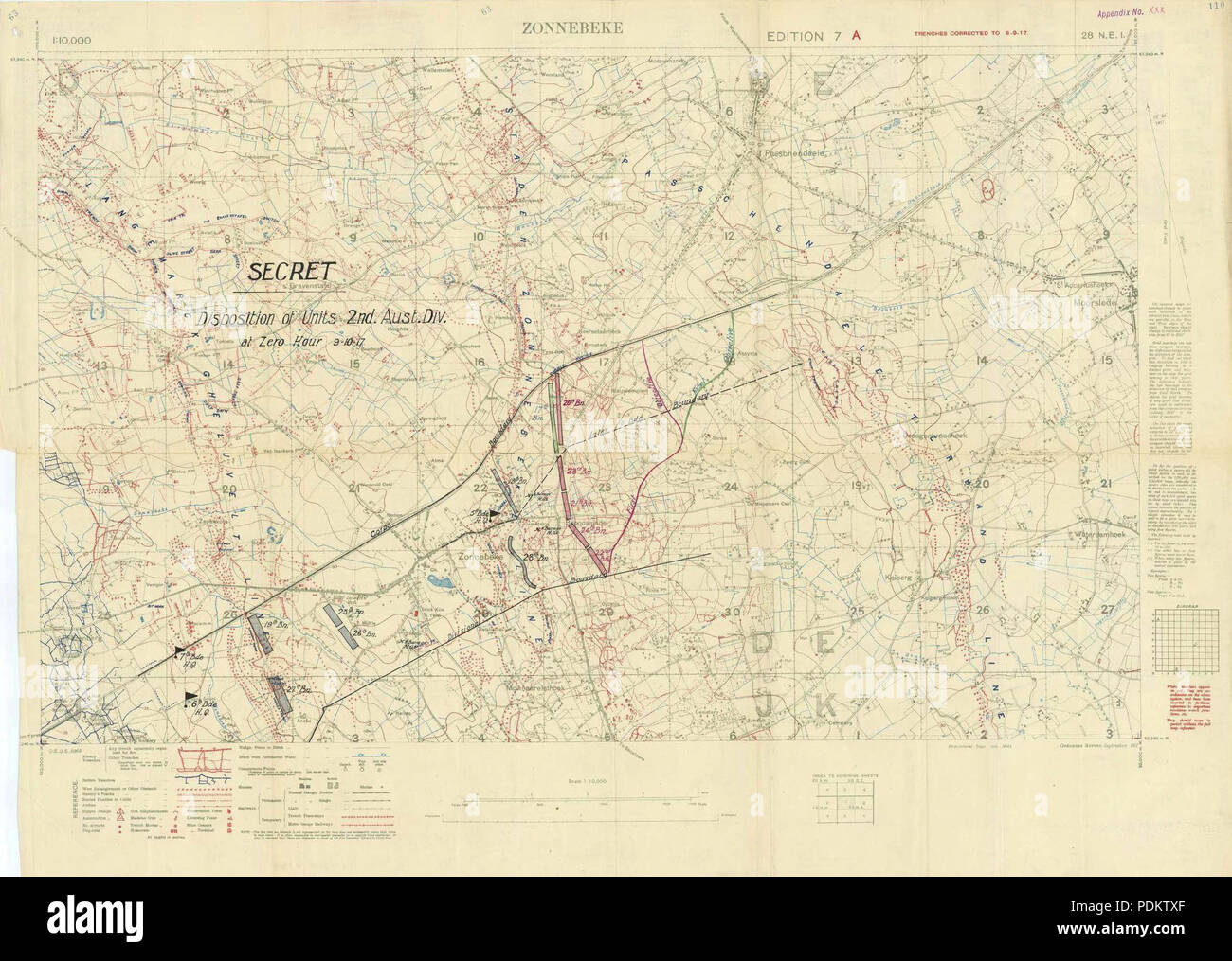 22 Battle of Poelcappelle - Trench map of disposition of the 2nd ...