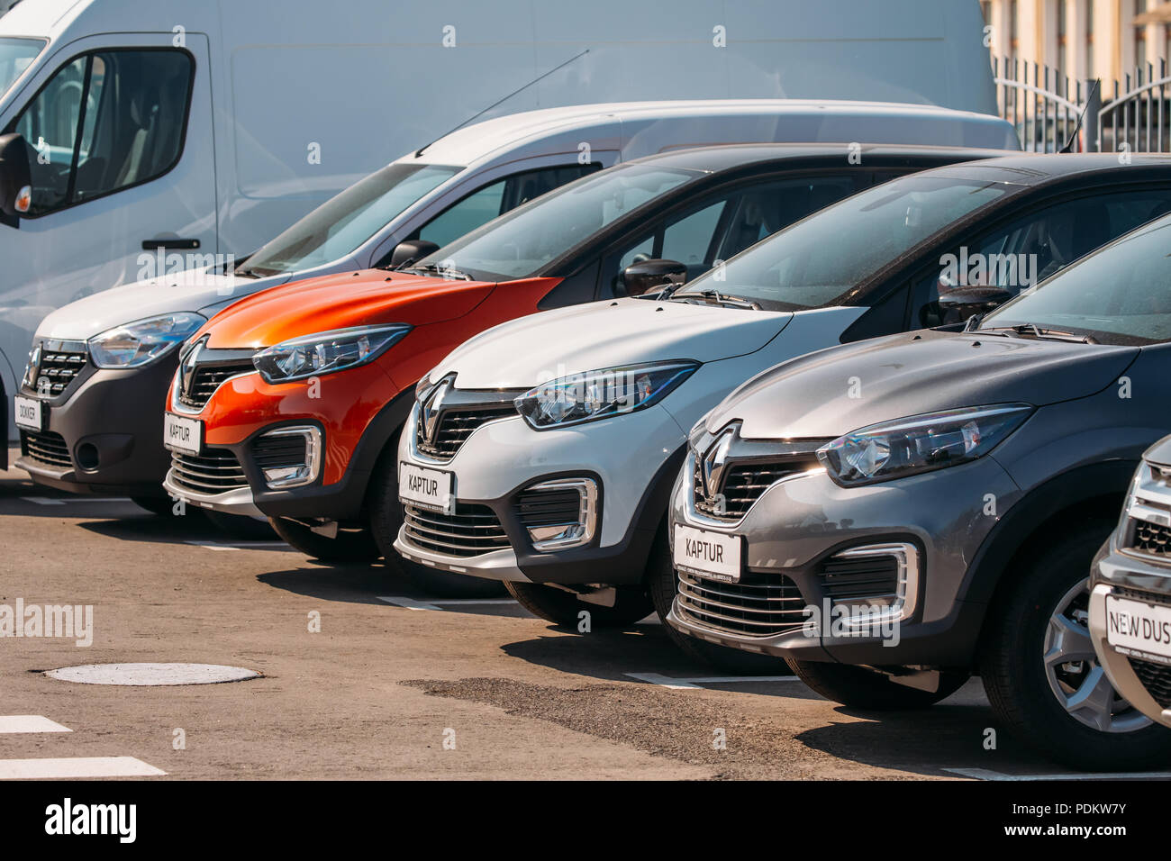 Gomel, Belarus - June 31, 2018: Different Renault Cars parking in row ...