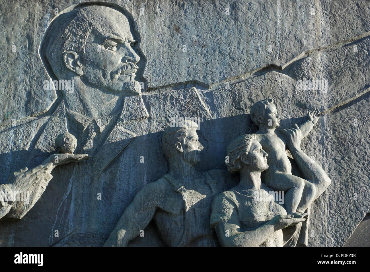 At The Monument to the Conquerors of Space, Lenin statue with symbolic ...