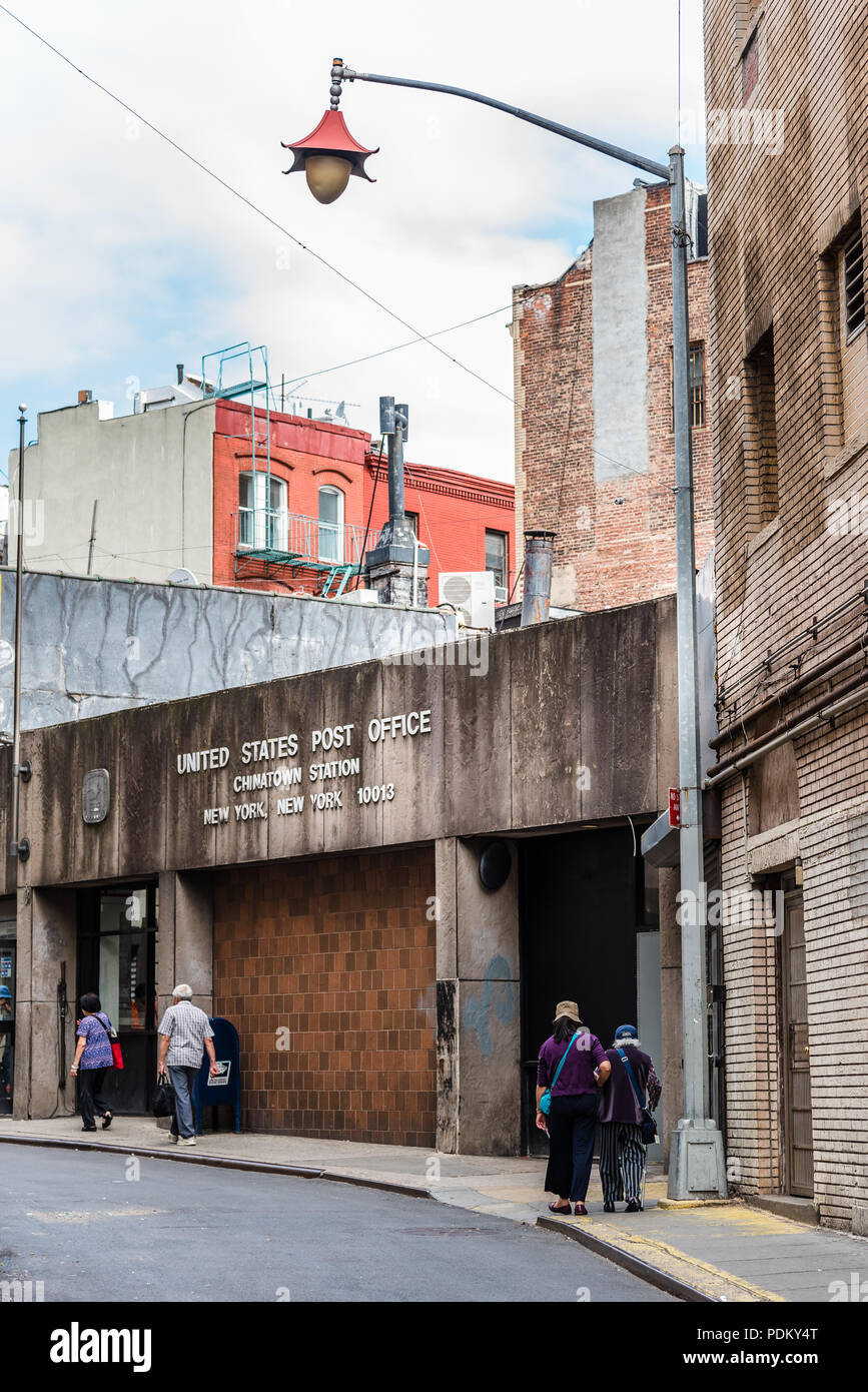 New York City, USA - June 20, 2018: Typical street in Chinatown with ...