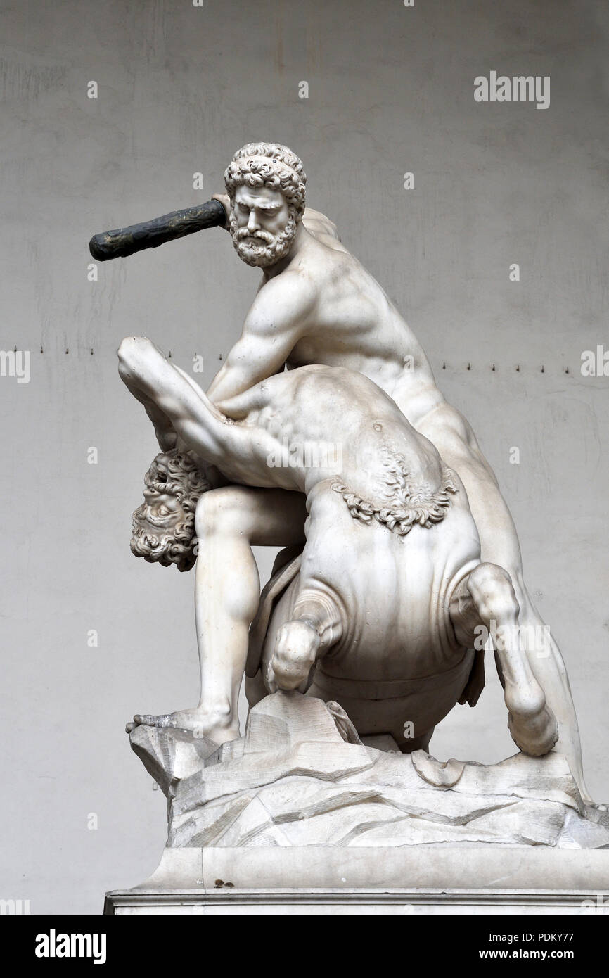 hercules beating the centaur nessus;sculpture;statue;loggia dei lanzi ...