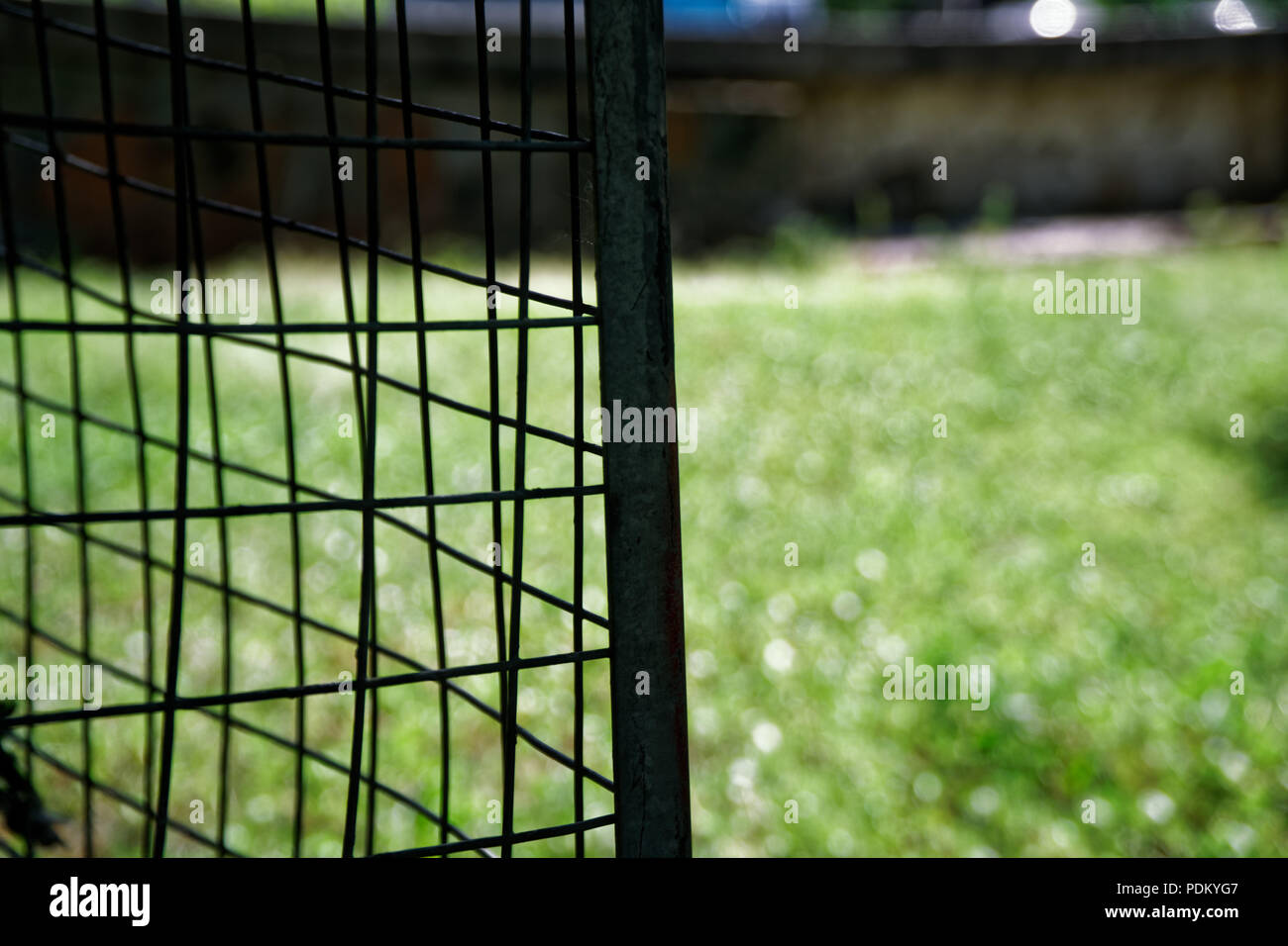 Mesh box against green grass, concept background Stock Photo - Alamy