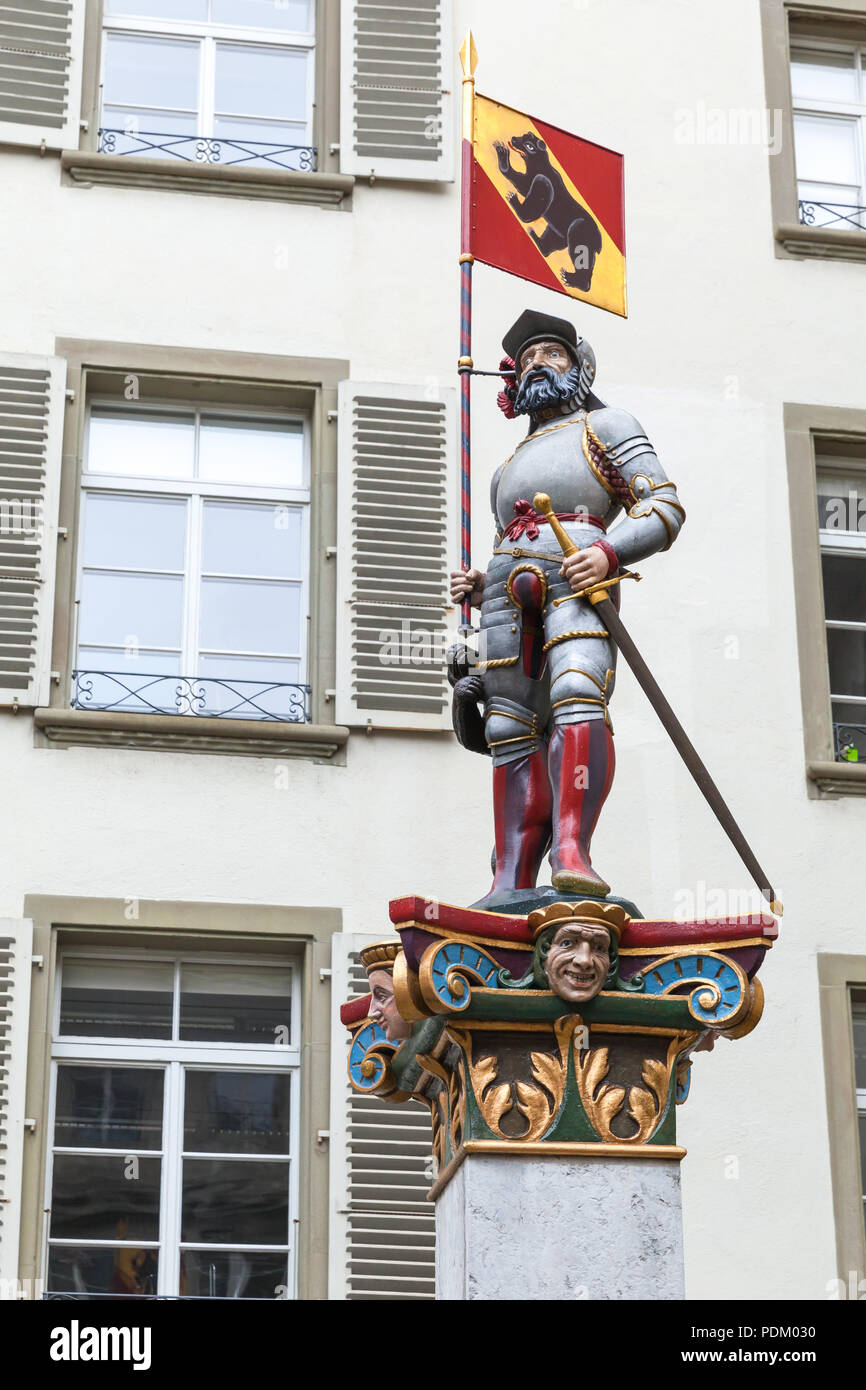 Vennerbrunnen fountain statue located in front of the old city hall or ...