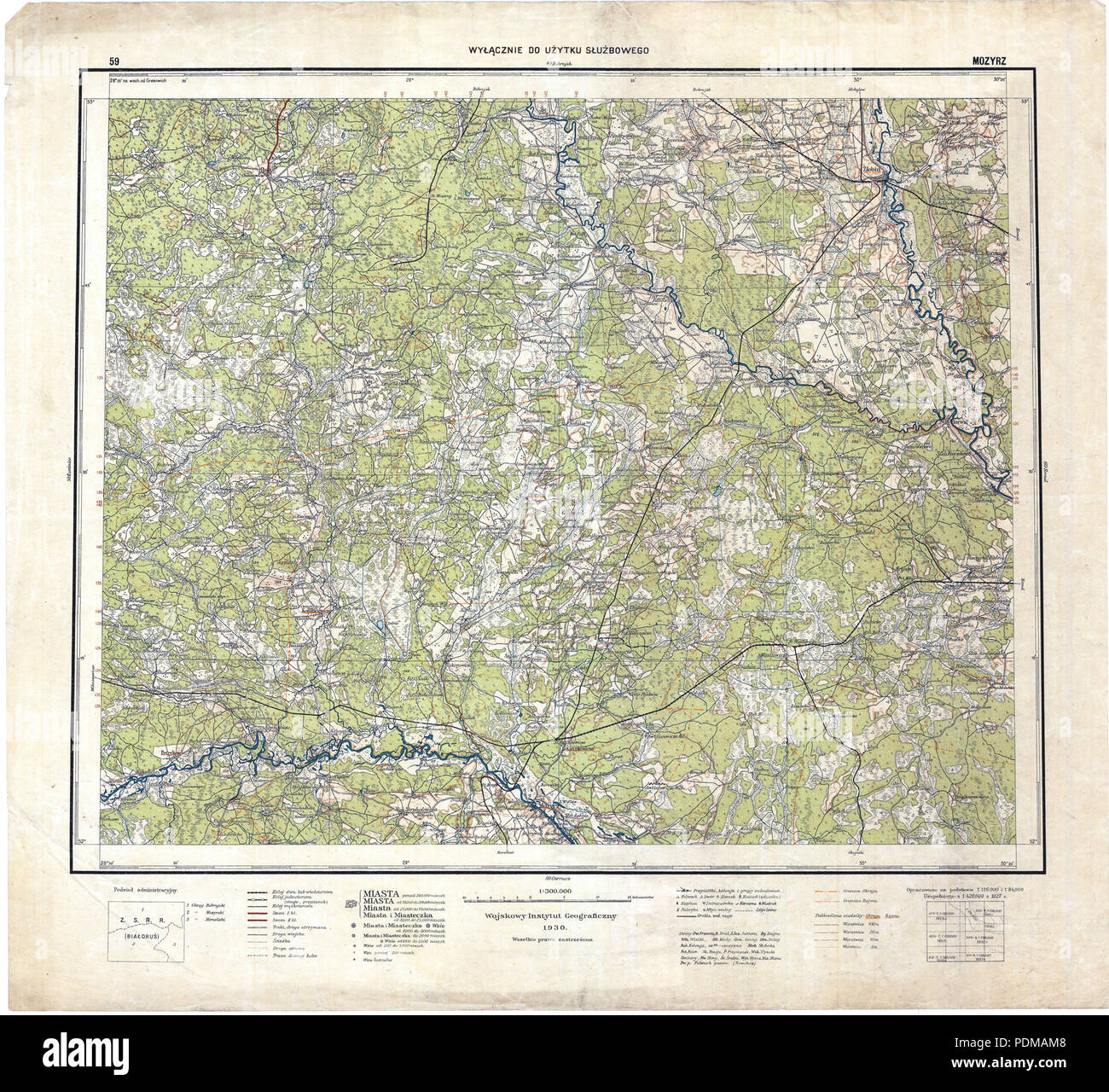 378 WIG Mapa Operacyjna Polski - 59 Mozyrz 1930 Stock Photo - Alamy