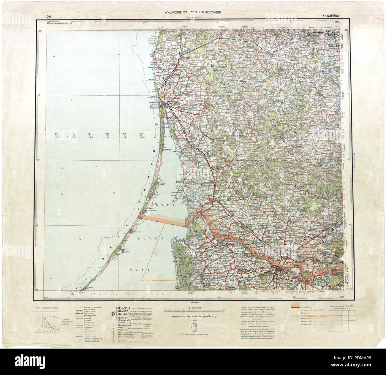 378 WIG Mapa Operacyjna Polski - 25 Kłajpeda 1936 Stock Photo - Alamy