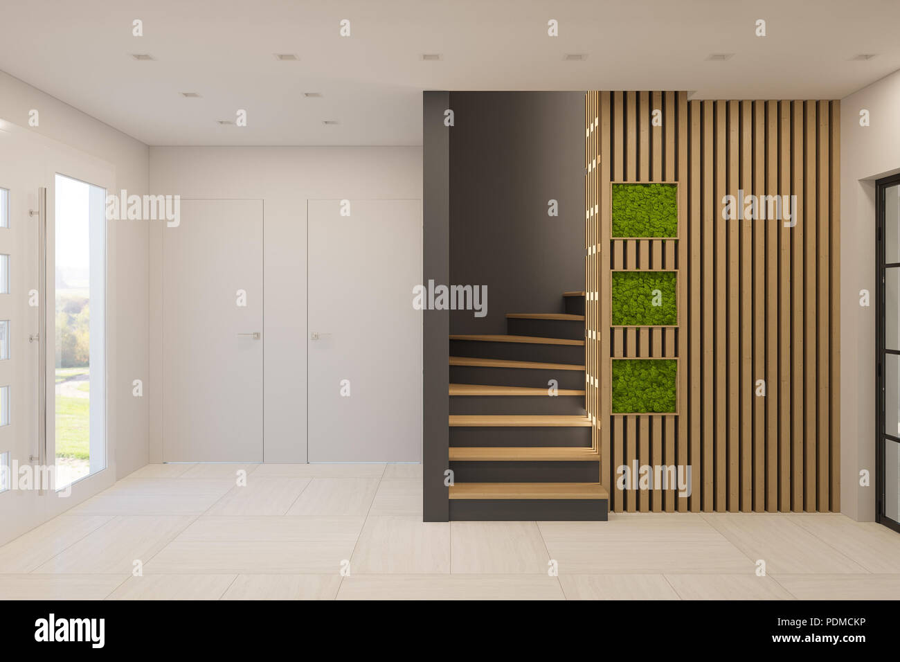 3d render interior design of a foyer in a private country house Stock ...