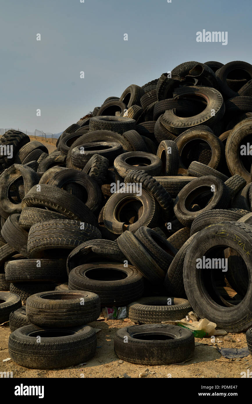 pile of worn out tires in landfill Nevada, USA Stock Photo - Alamy