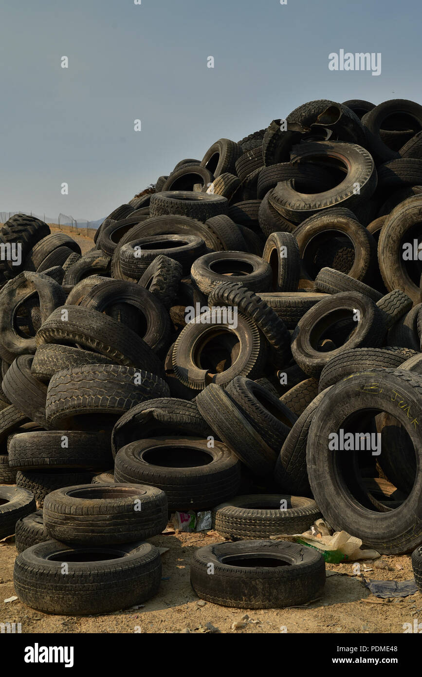 pile of worn out tires in landfill Nevada, USA Stock Photo - Alamy