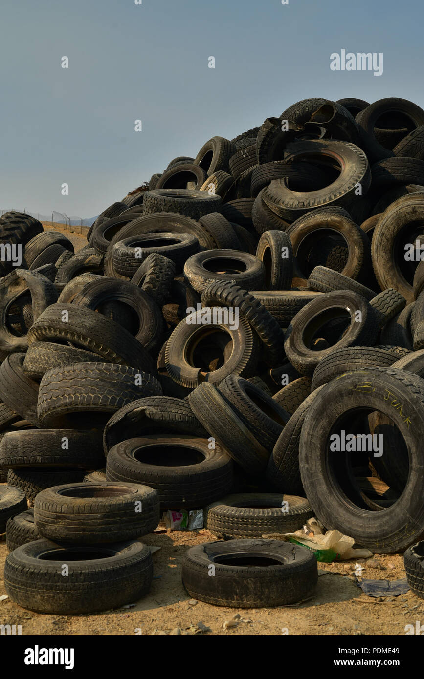 pile of worn out tires in landfill Nevada, USA Stock Photo - Alamy