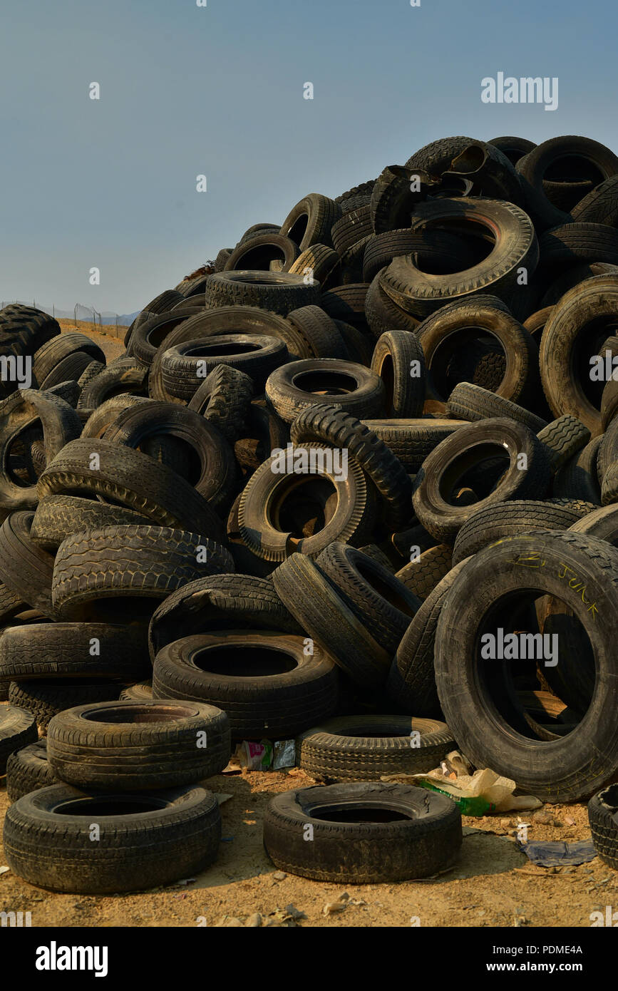 pile of worn out tires in landfill Nevada, USA Stock Photo - Alamy
