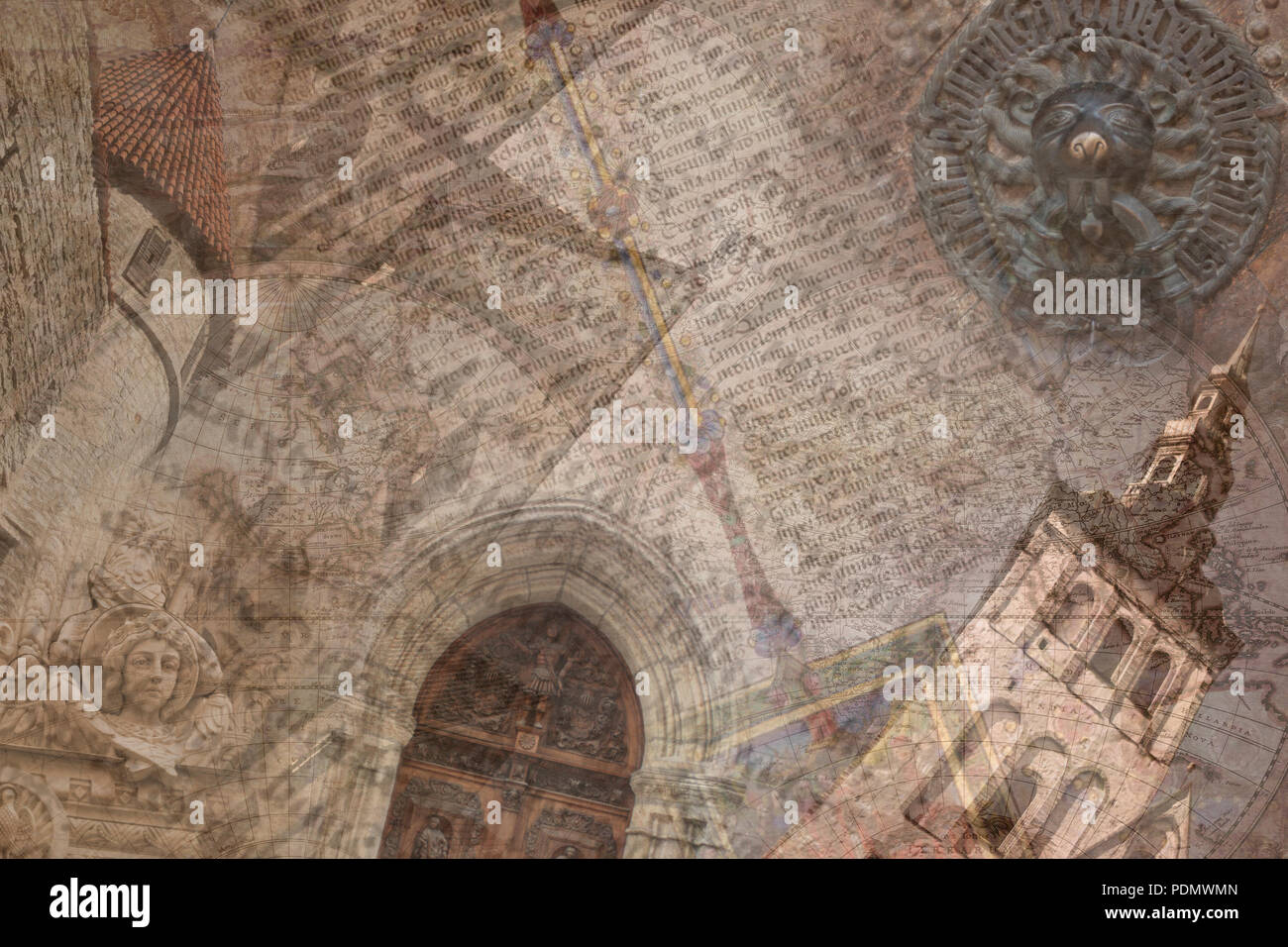 Medieval Europe Theme Collage Background Paper v1 Stock Photo - Alamy