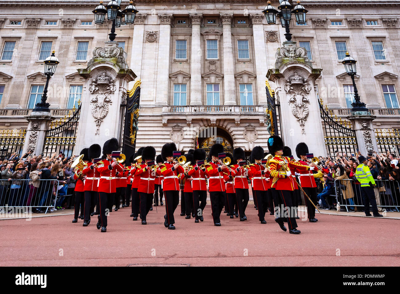 LONDON, UK - MAY 13 2018: The changing of the guard at Buckingham ...