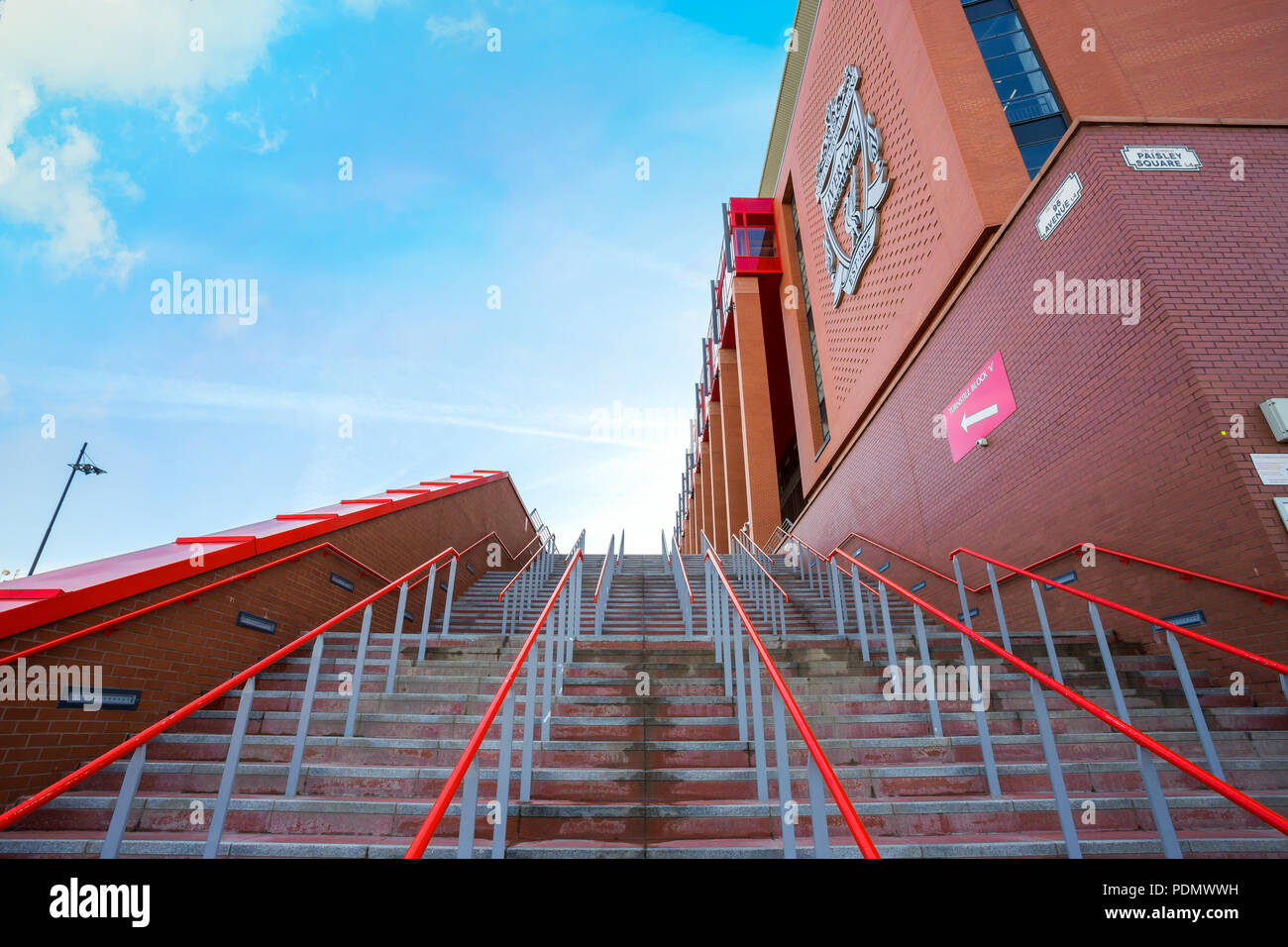 LIVERPOOL, UK - MAY 17 2018: Anfield stadium, the home ground of ...