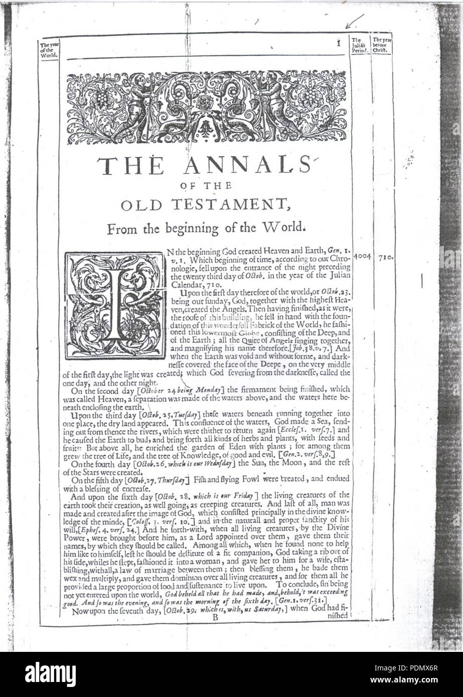 Annals of the World page 1 Stock Photo - Alamy