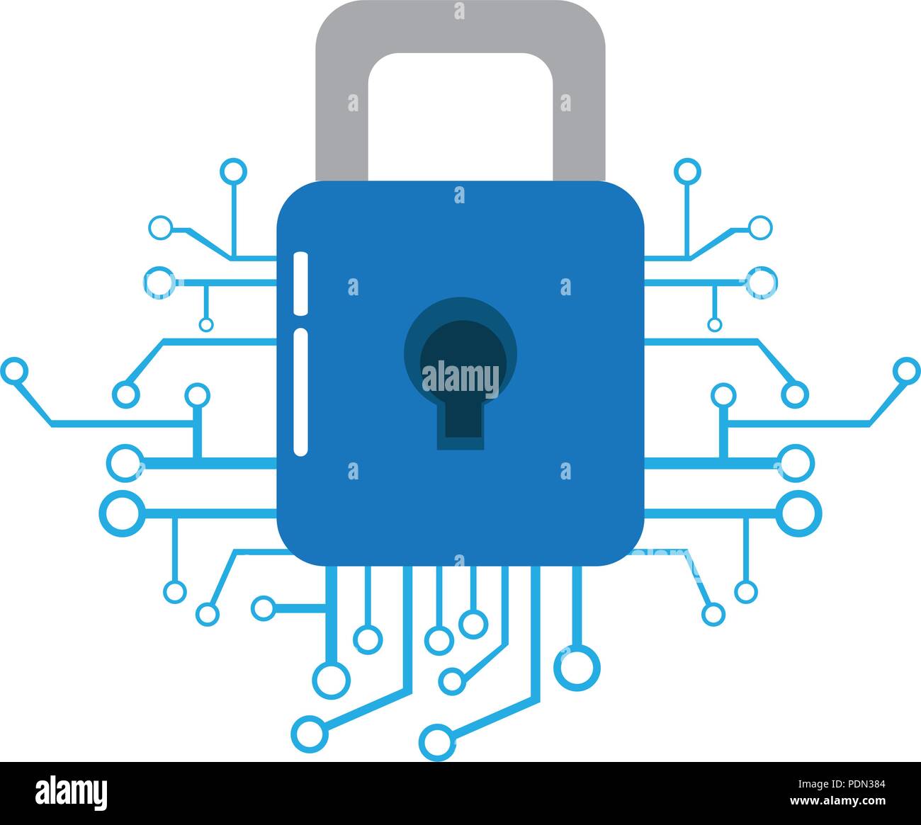 Isolated lockpad on a network. Cyber Security Stock Vector Image & Art ...