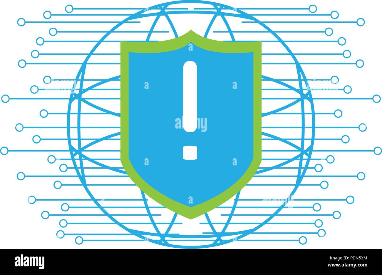Warning symbol on a shield. Cyber Security Stock Vector Image & Art - Alamy
