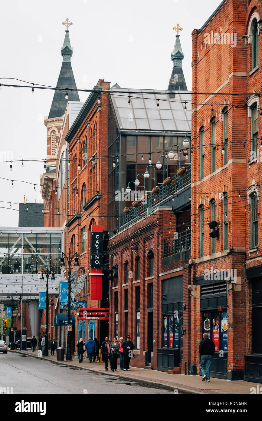 Monroe Avenue in Greektown, Detroit, Michigan Stock Photo - Alamy