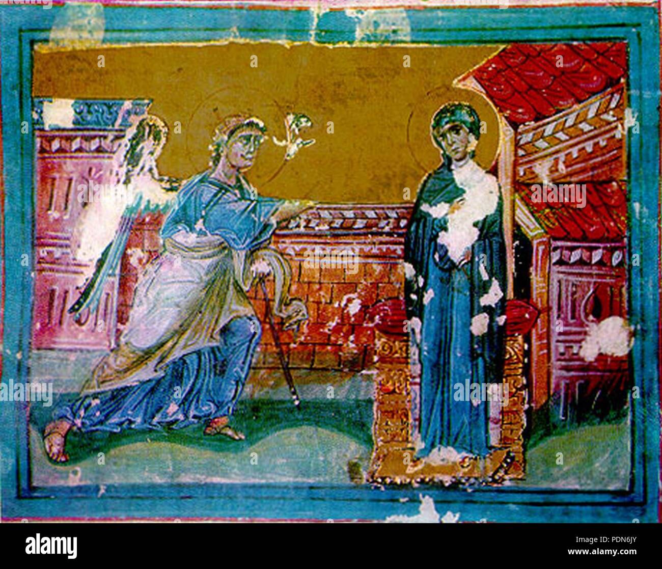 Annunciation. Synaxarium of Euthymius of Athos Stock Photo - Alamy
