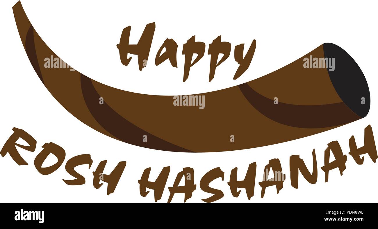 Isolated shofar icon with text. Rosh Hashanah Stock Vector Image & Art ...