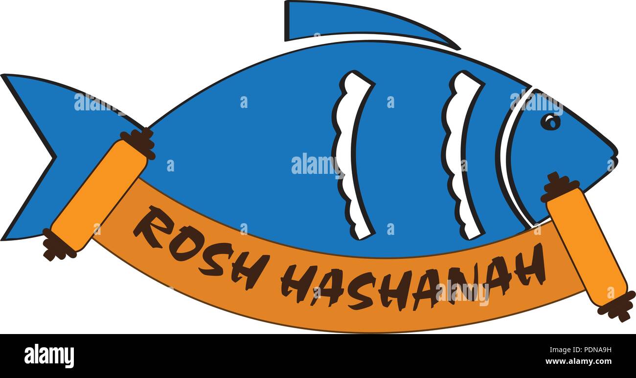 Roasted fish with text. Rosh hashanah Stock Vector Image & Art - Alamy