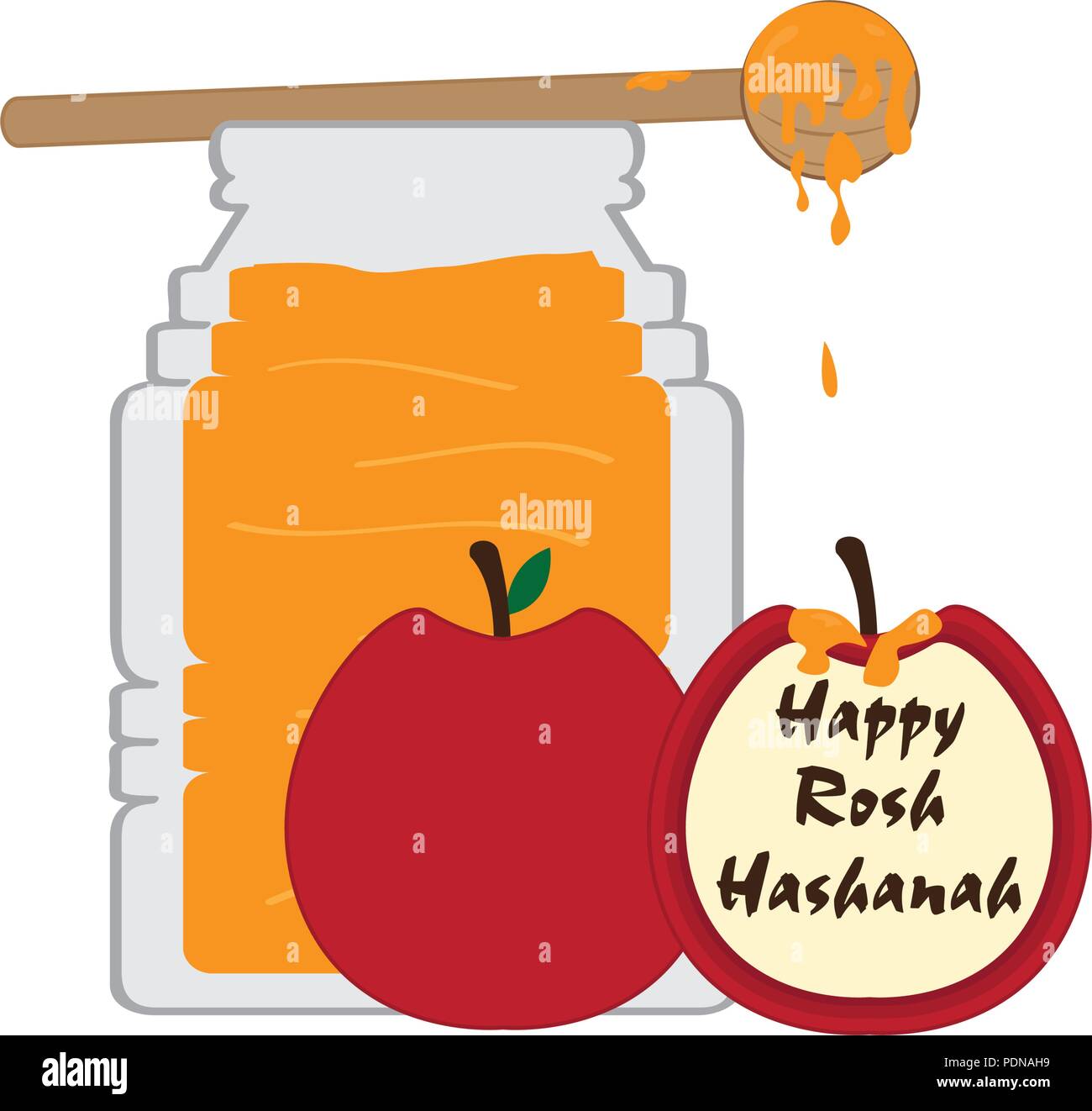 Honey jar with a pair of apples. Rosh Hashanah Stock Vector Image & Art - Alamy