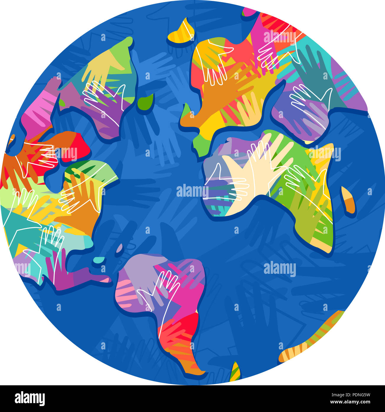 Illustration of Hands in Rainbow Color Design Forming Land on Earth ...