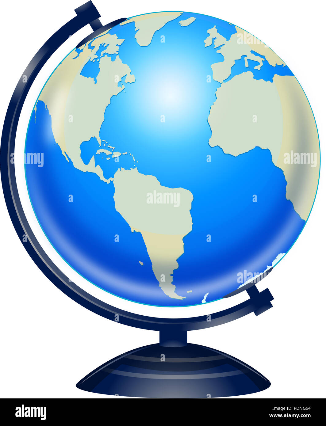 Illustration of a Blue Globe with Stand. eps10 Stock Photo - Alamy