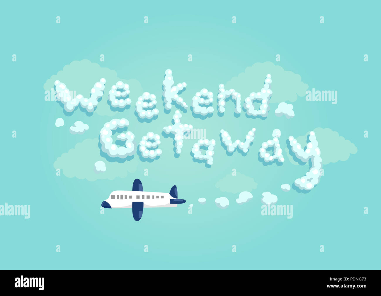 Illustration of an Airplane Leaving a Weekend Getaway Lettering Using ...