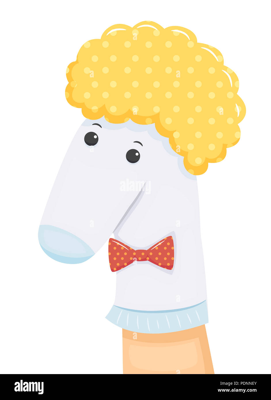 Illustration of a Hand Wearing a Sock Puppet with Yellow Polka Dot Hair ...
