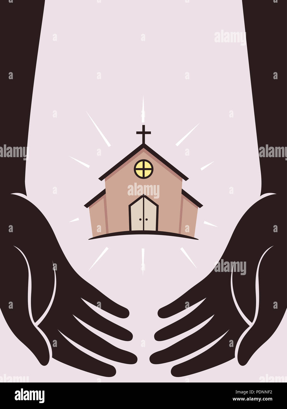 Illustration of Hands Silhouette with a Church in the Middle Stock ...