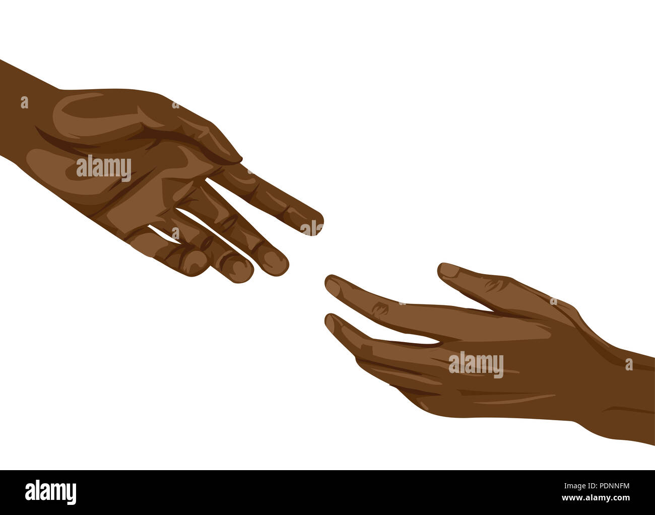 Hands reaching each other Cut Out Stock Images & Pictures - Alamy