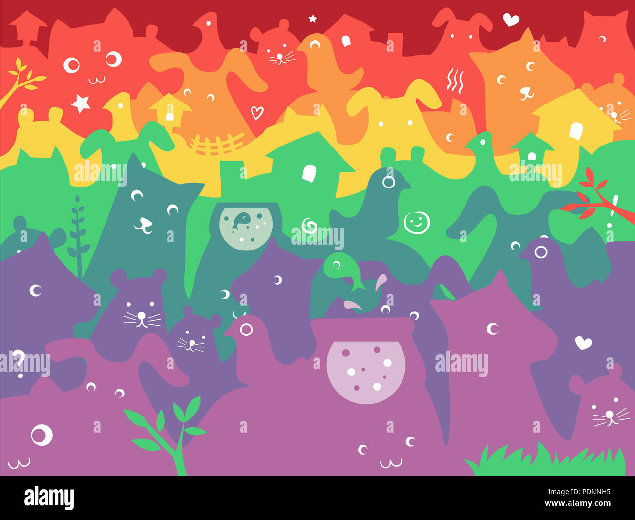 Background Illustration of an Abstract and Colorful Pet Design with Cat ...