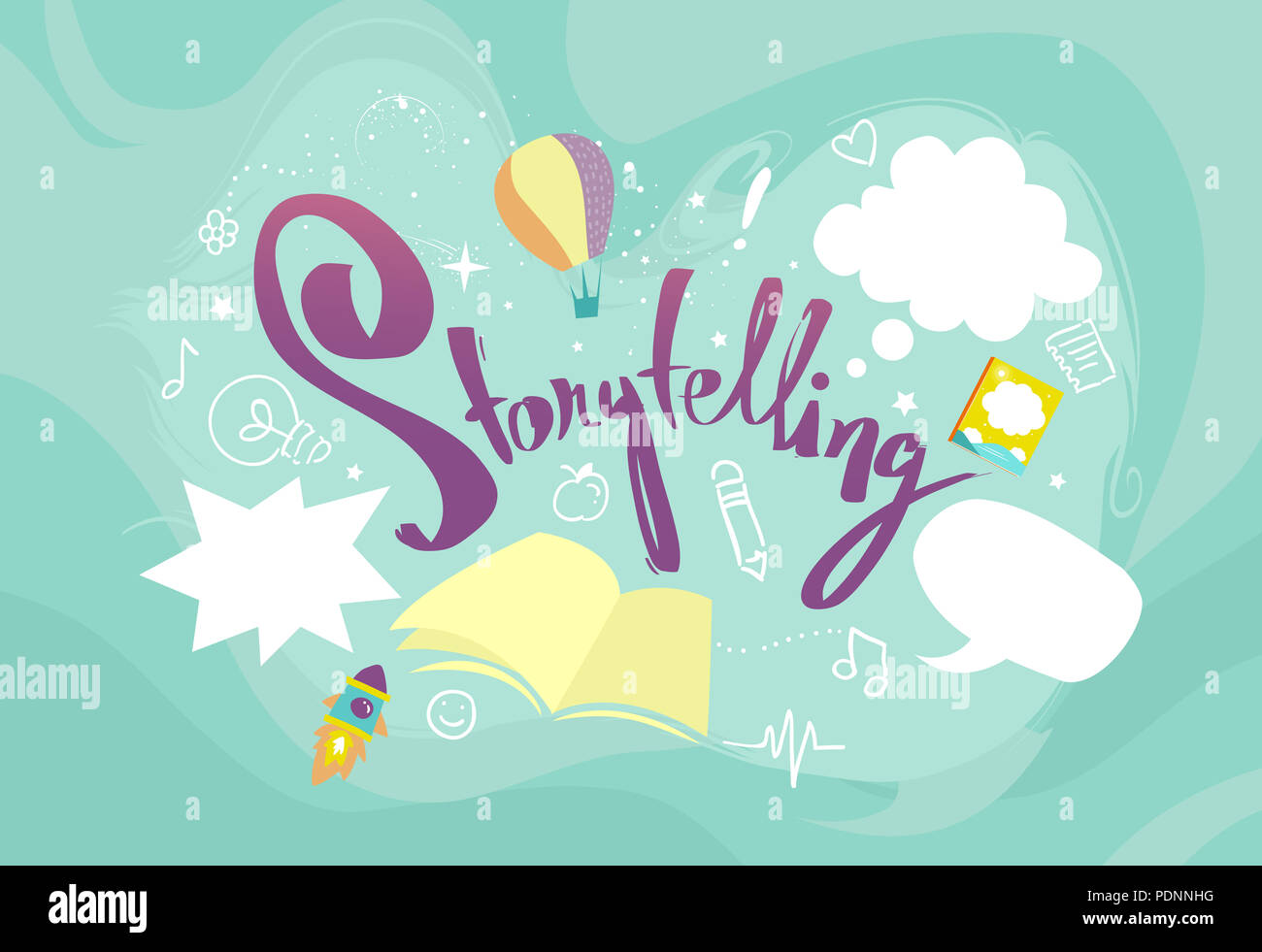 Illustration of Storytelling Lettering with Different Speech Bubbles ...