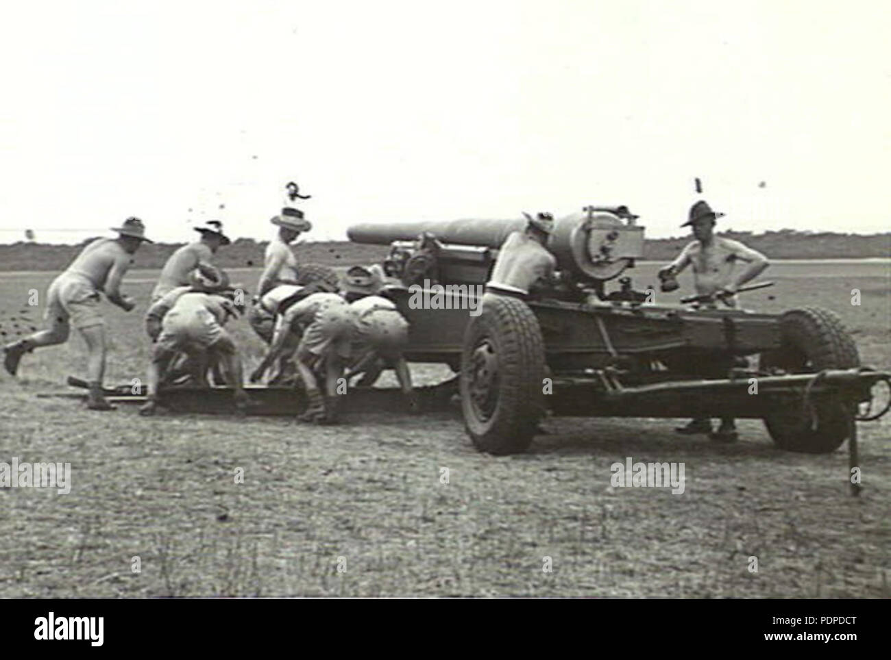3 155 mm GPF gun in travelling position Lytton Qld Nov 1943 AWM 060033 ...