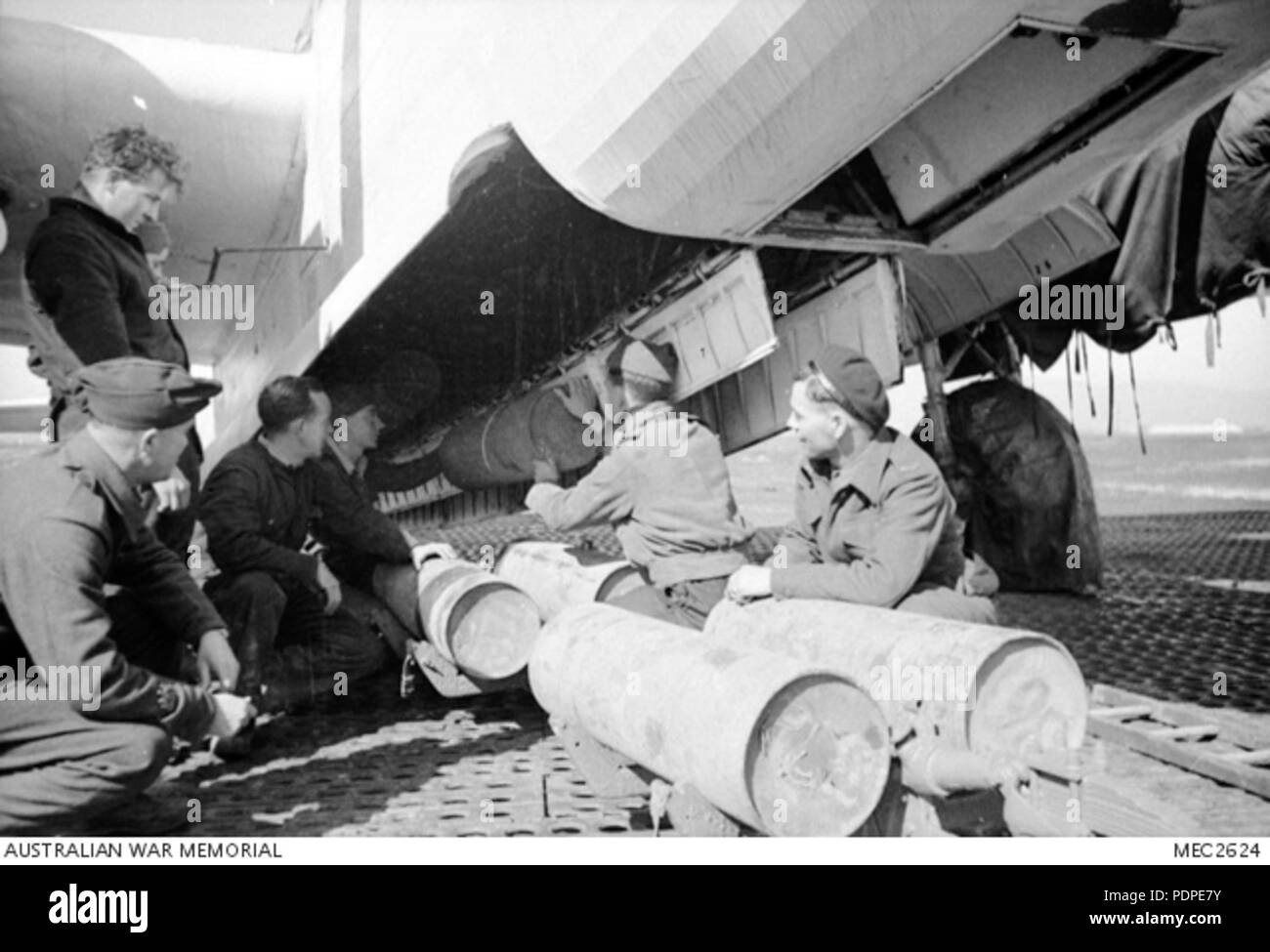 6 458 Squadron RAAF Wellington loading depth charges Bone Algeria WWII ...