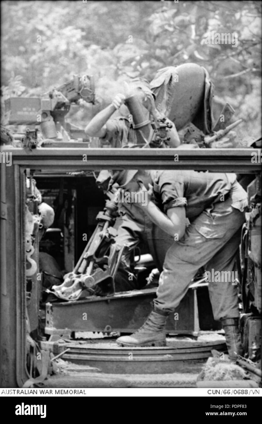 18 Australian mortar firing from APC during Operation Smithfield (AWM ...
