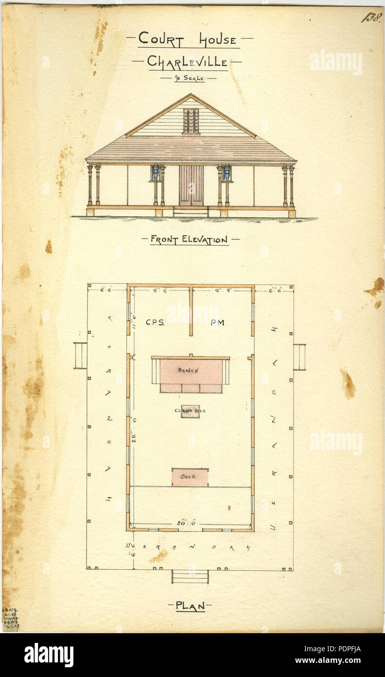 14 Architectural drawing of the Court House, Charleville, 14 January ...