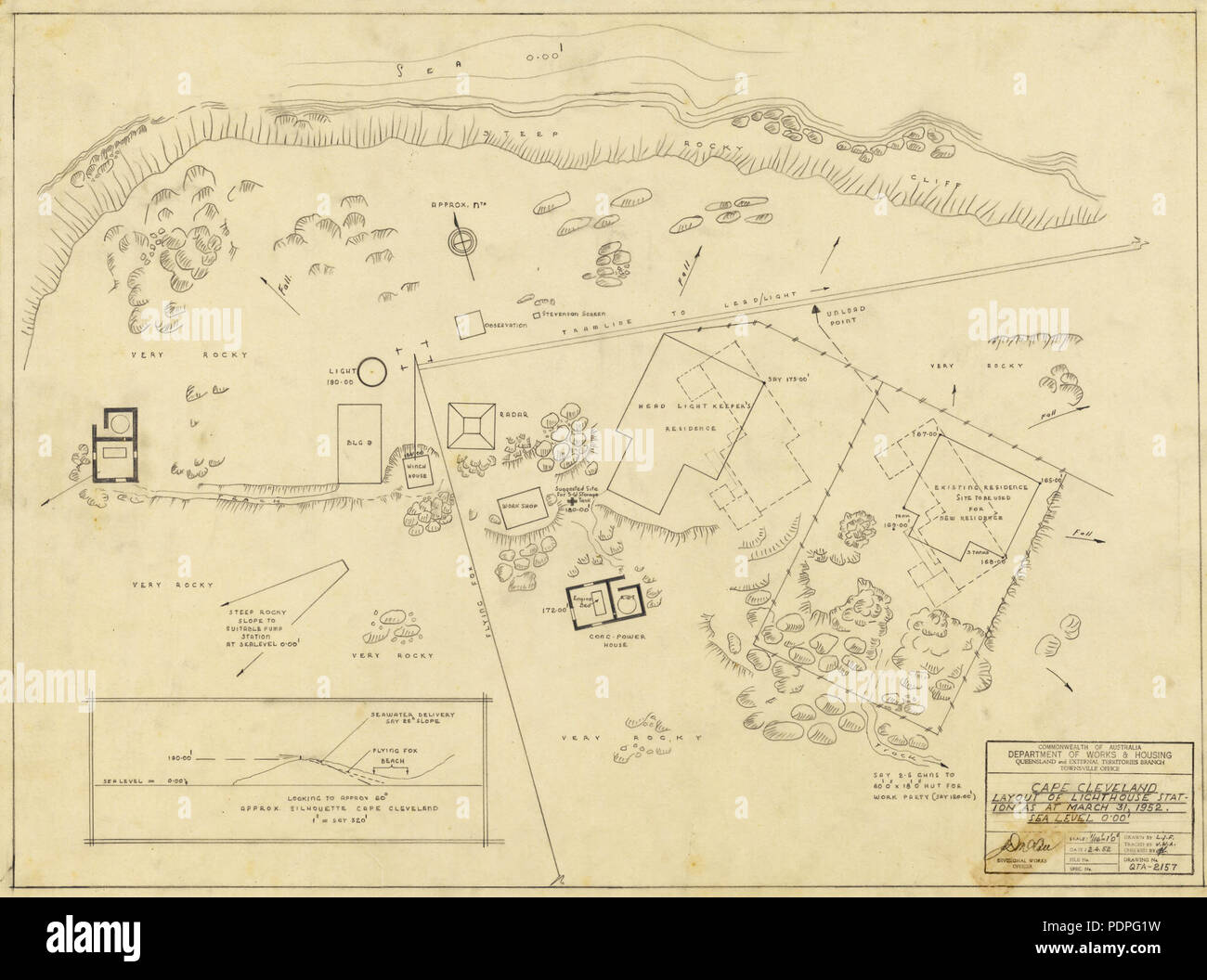 30 Cape Cleveland Lighthouse - Layout of Lighthouse Station, 1952 Stock ...