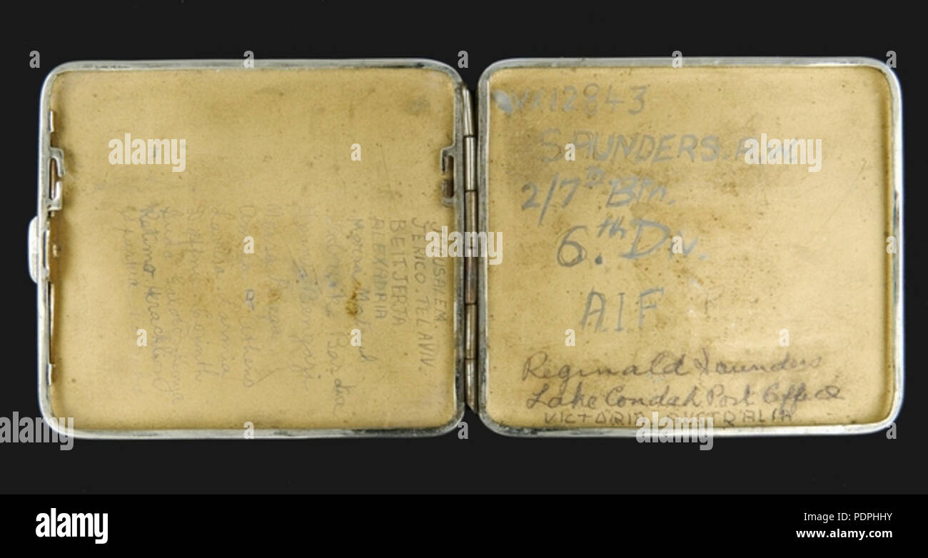 43 Engraved cigarette case of Sergeant R W Saunders Stock Photo - Alamy